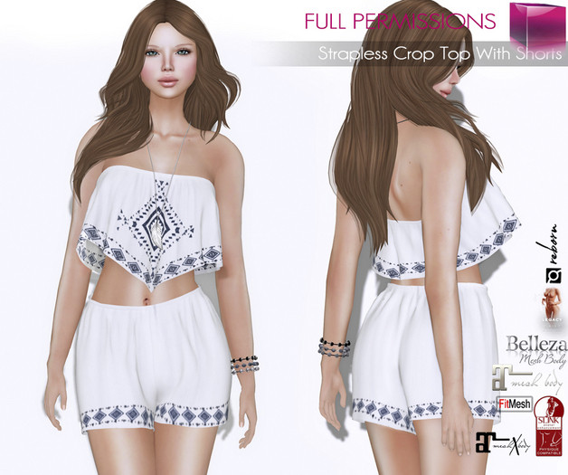 Second Life Marketplace Full Perm Female Strapless Crop Top With